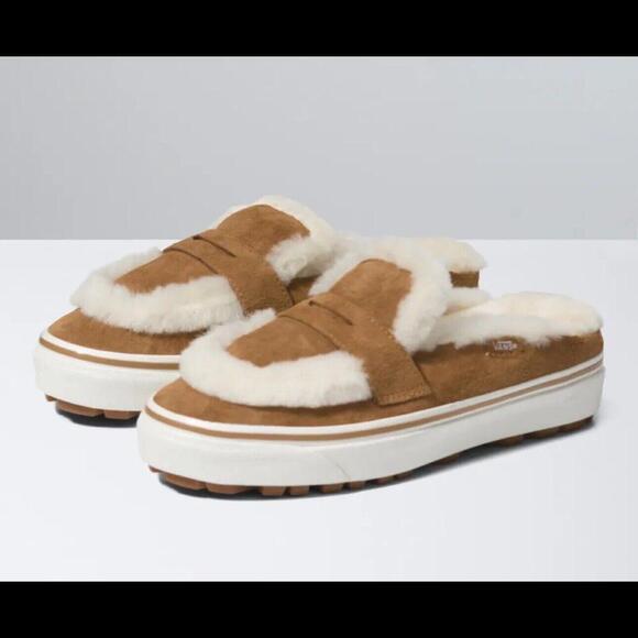 Vans | Shoes | Vans Style 53 Cozy Mule Dx Shearling Chipmunk Slipon ...